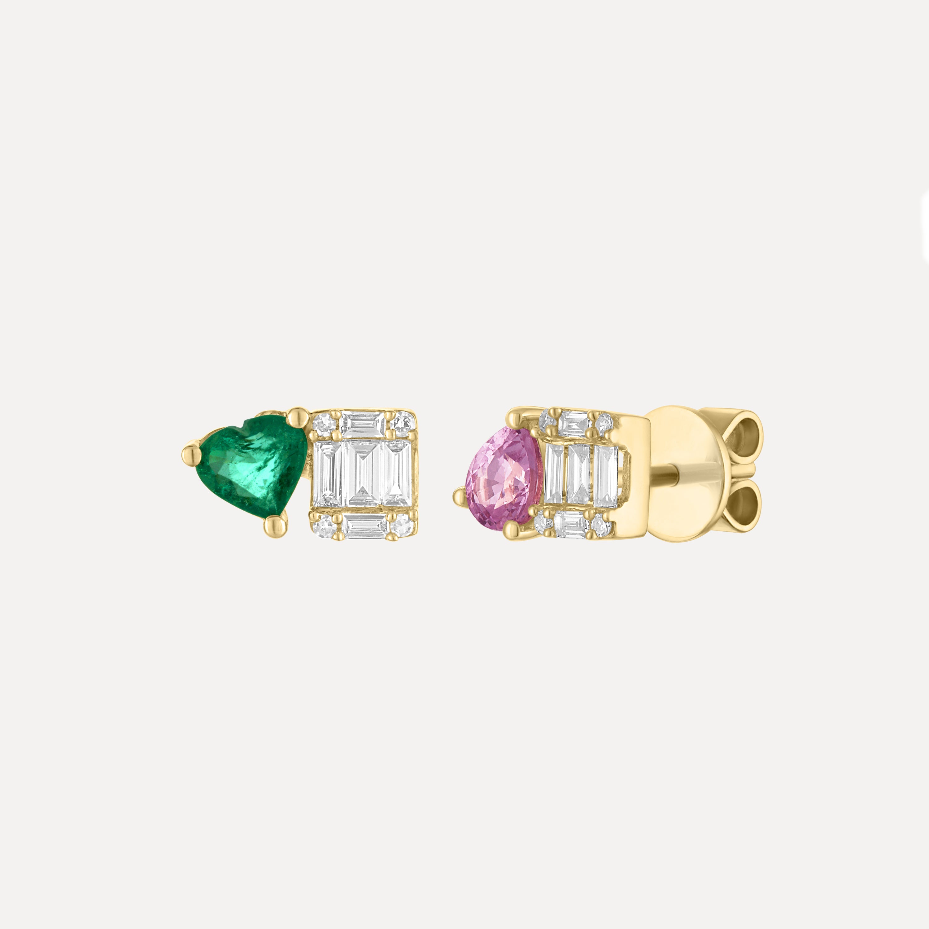 Noa Gemstone & Diamond Illusion Studs | Kelly Bello Design®