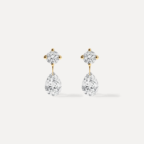 Floating Pear Diamond Drop Earrings | Kelly Bello Design