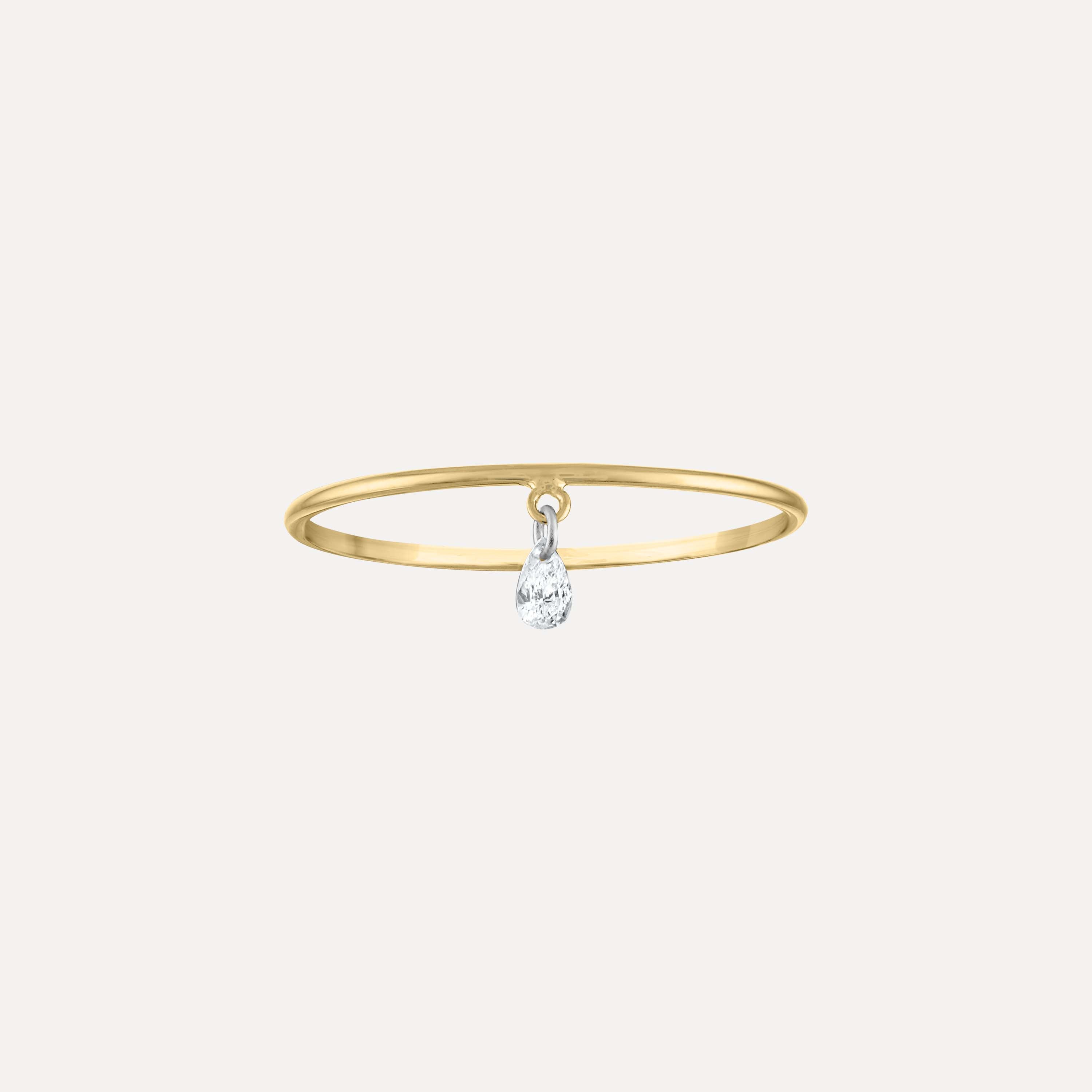 Floating Pear Diamond Ring | Kelly Bello Design®