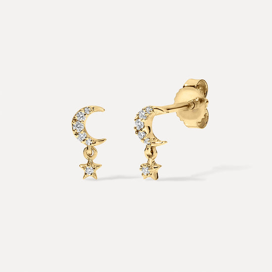 Mini Luna + Star Dangle Studs | Kelly Bello Design