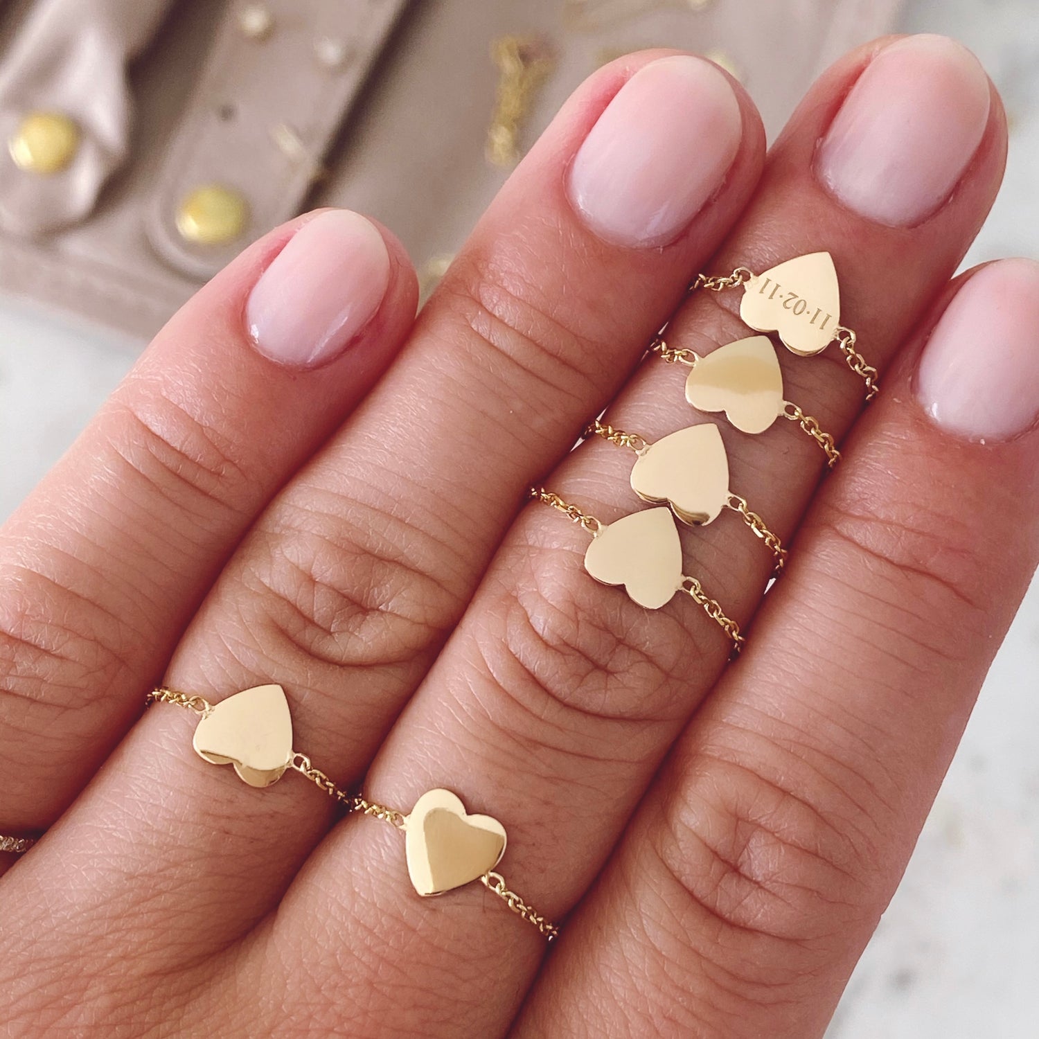 Mini Heart Chain Ring | Kelly Bello Design®