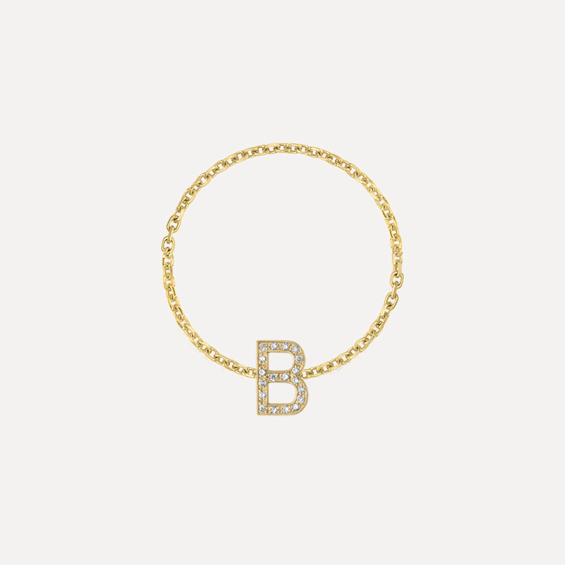 Mini Pave Letter Chain Ring | Kelly Bello Design®